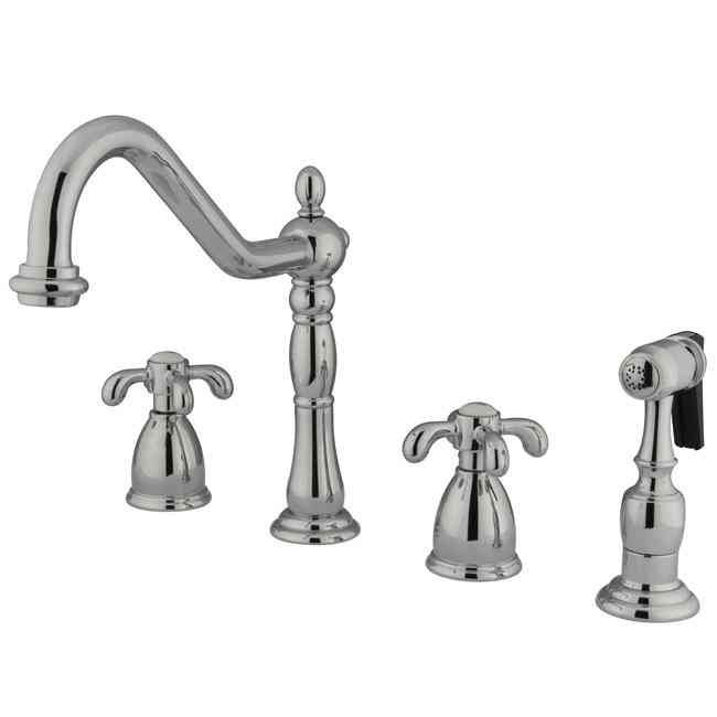 Kingston Brass French Country Widespread Kitchen Faucet, Polished ...